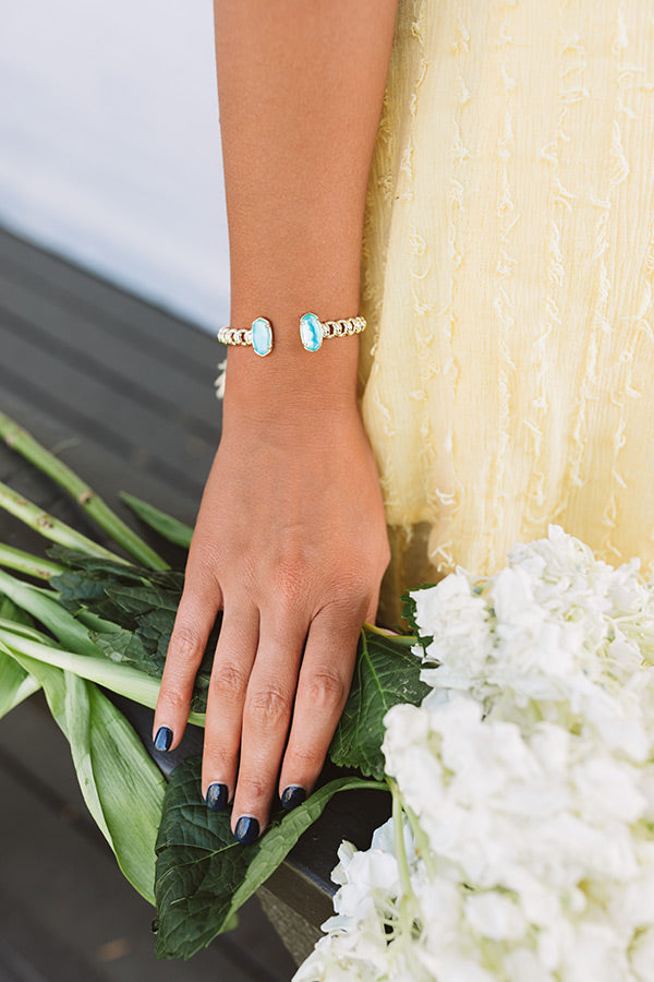 Kendra Scott Macrame Elton Gold Cuff Bracelet in Aqua Illusion – Impressions Online Boutique