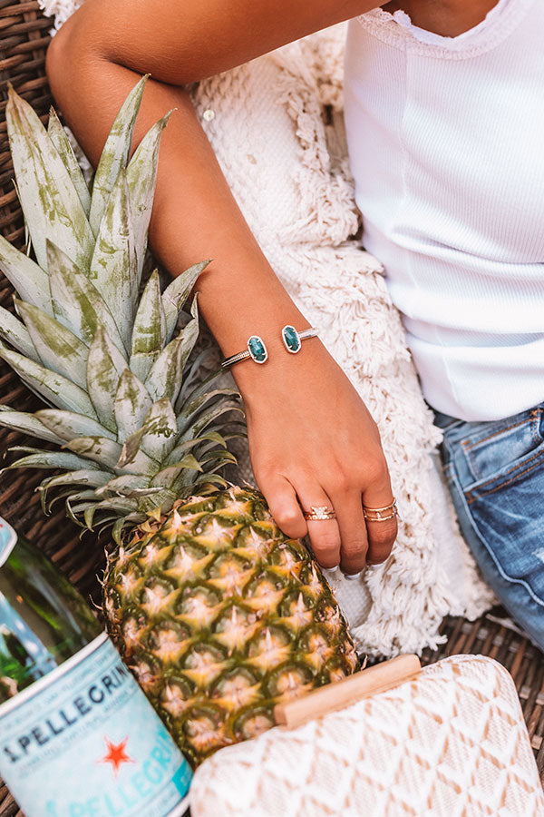 Kendra Scott Elton Gold Cuff Bracelet in Aqua Apatite – Impressions Online Boutique