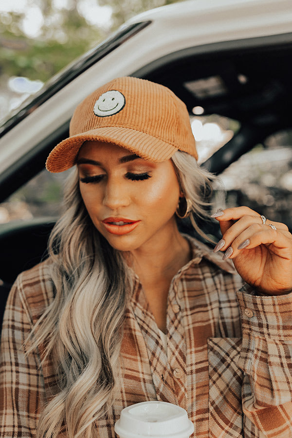 Cider And Smiles Corduroy Baseball Cap in Camel – Impressions Online Boutique