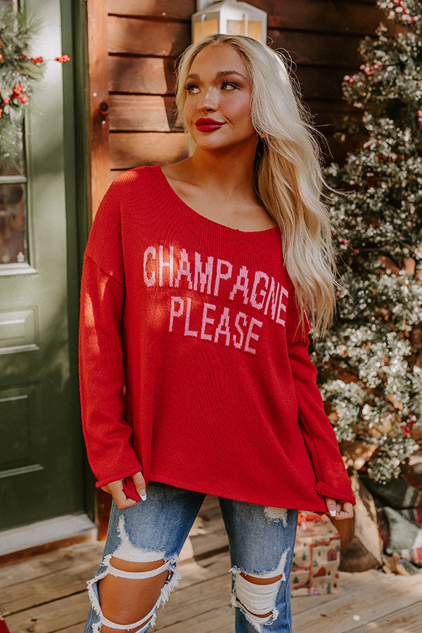 Champagne Please Sweater in Red • Impressions Online Boutique
