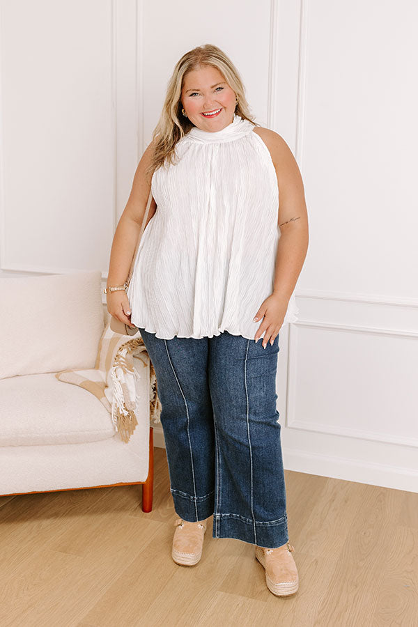 Lead Me Back To You Pleated Top in White Curves – Impressions Online ...