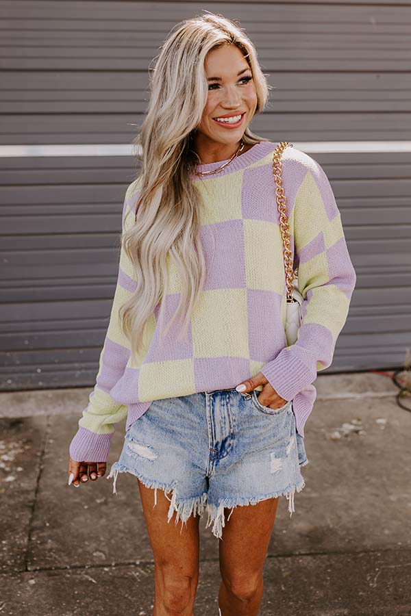 Collegiate Charm Checkered Sweater • Impressions Online Boutique