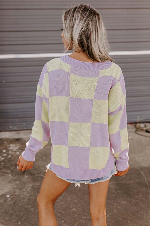 Collegiate Charm Checkered Sweater • Impressions Online Boutique
