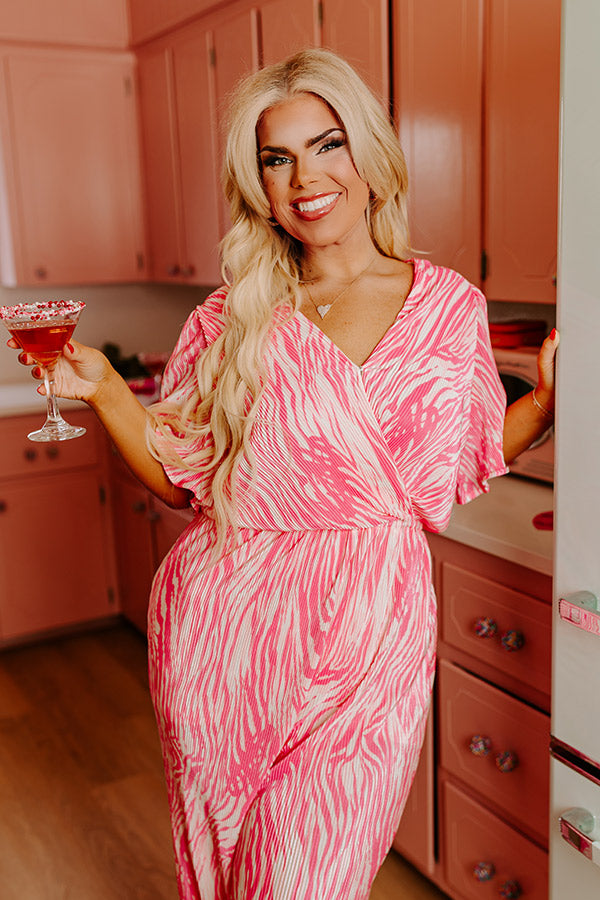 Peak Party Vibes Pleated Jumpsuit In Pink Curves – Impressions Online ...