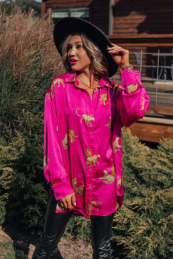 On The PR List Button Up In Fuchsia • Impressions Online Boutique