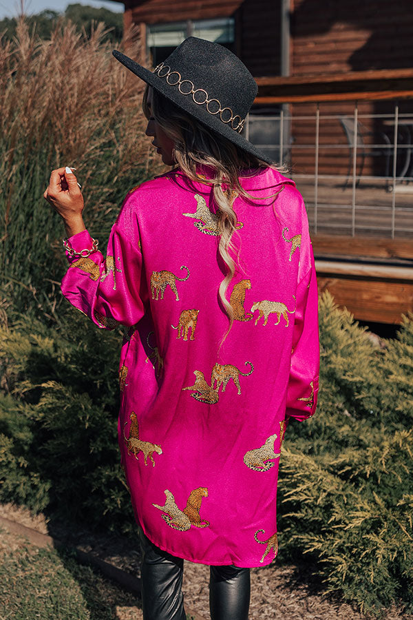 On The PR List Button Up In Fuchsia • Impressions Online Boutique
