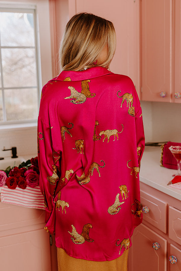 On The PR List Button Up In Fuchsia • Impressions Online Boutique