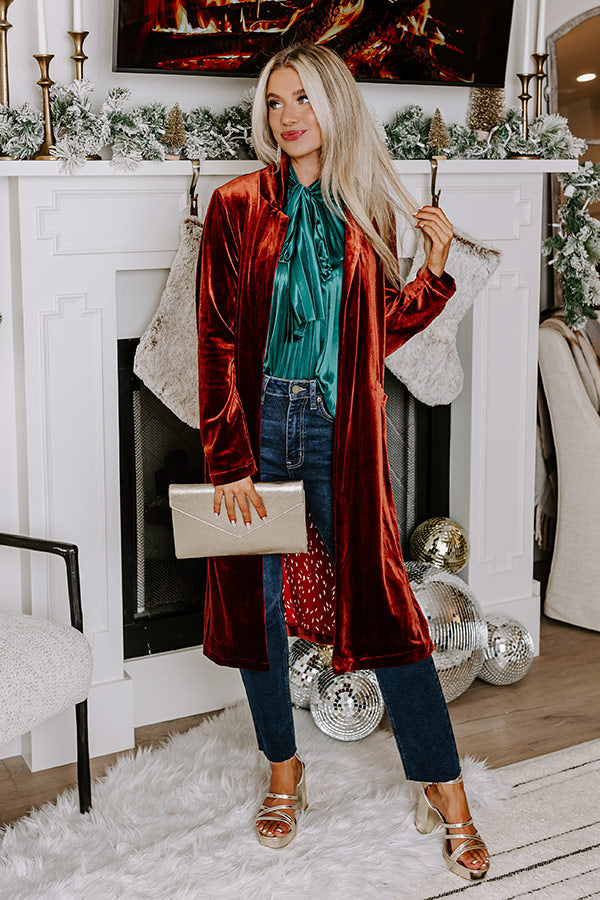Romance Awaits Velvet Coat In Rust – Impressions Online Boutique