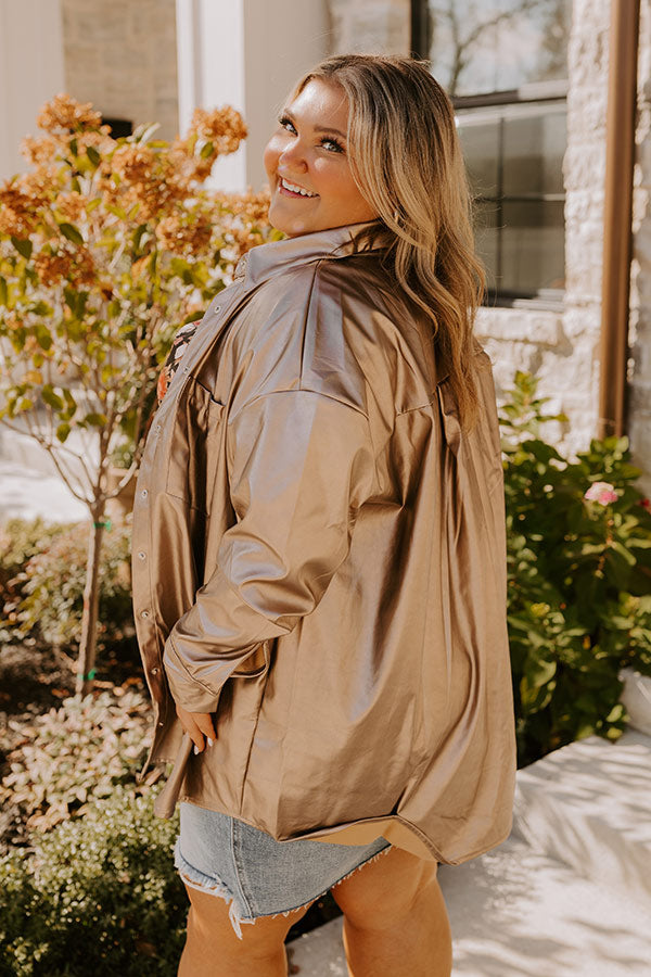 Sip Of Champagne Faux Leather Button Up Curves – Impressions Online ...
