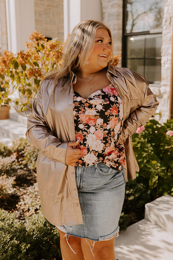 Sip Of Champagne Faux Leather Button Up Curves – Impressions Online ...