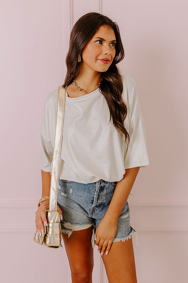 Subtle Shimmer Shift Top in Light Stone • Impressions Online Boutique