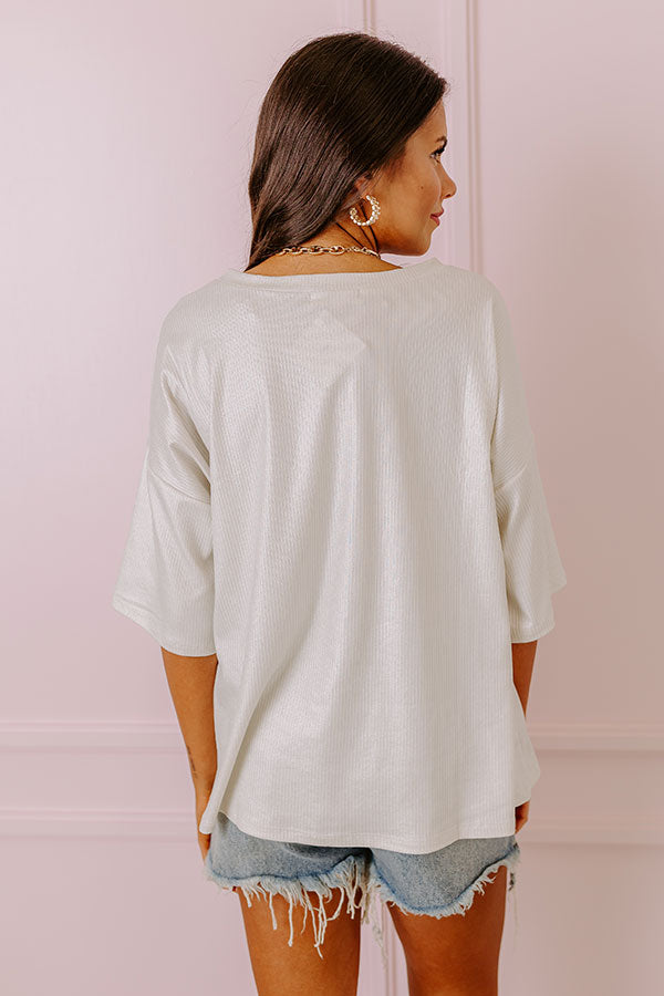 Subtle Shimmer Shift Top in Light Stone • Impressions Online Boutique