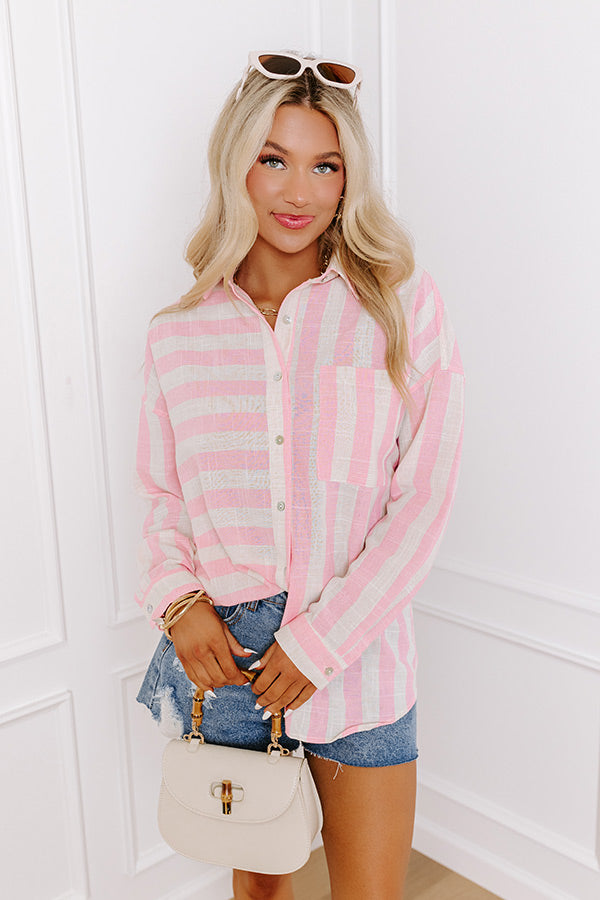 Suntan Smiles Stripe Button Up – Impressions Online Boutique