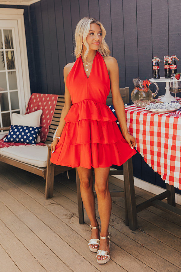 Writing Love Notes Ruffle Mini Dress in Red • Impressions Online Boutique