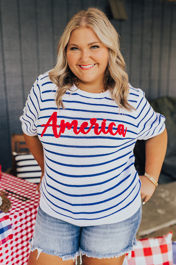 America Embroidered Knit Top Curves – Impressions Online Boutique