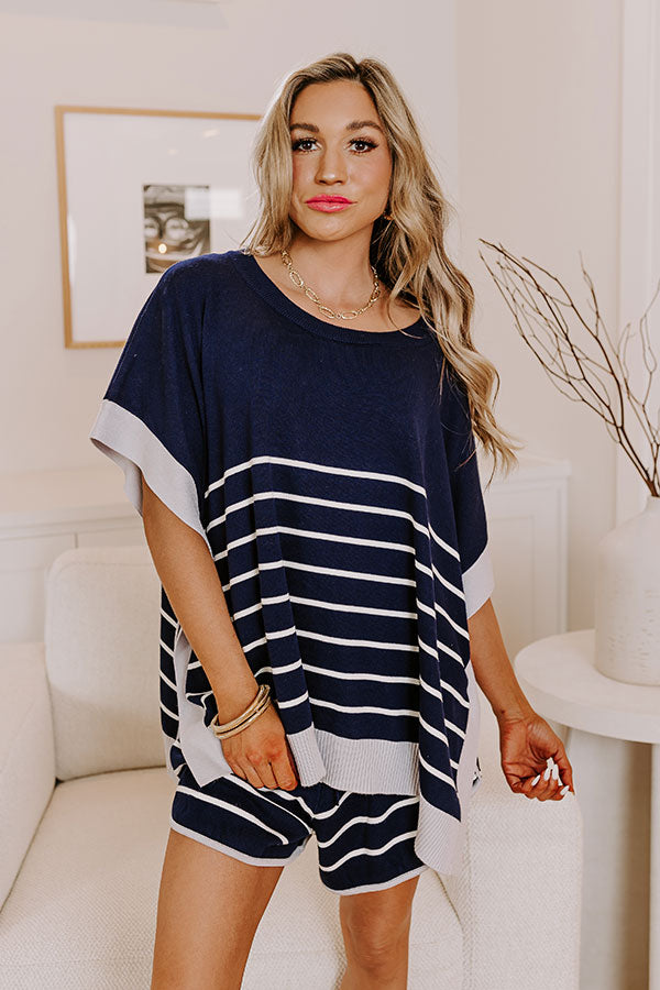 Dockside Cutie Knit Shift Top in Navy • Impressions Online Boutique