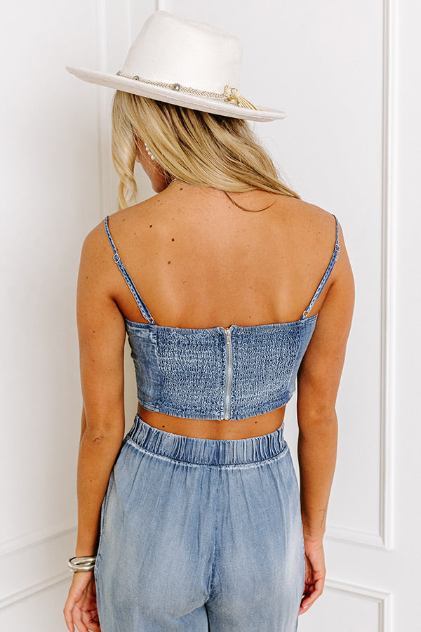Downtown Dallas Chambray Crop Top – Impressions Online Boutique