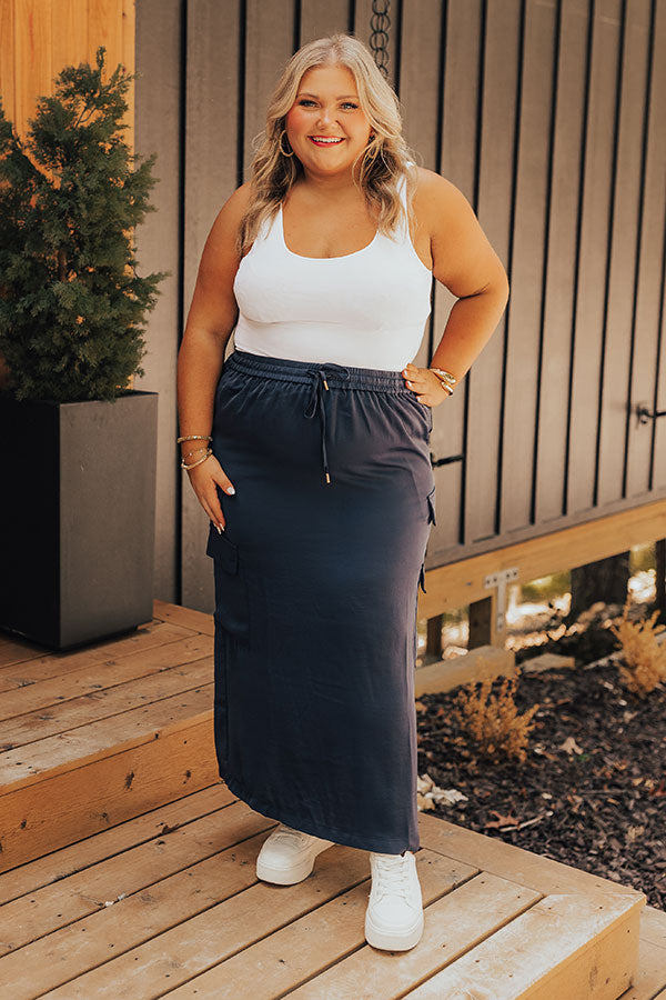 Central Park Stroll High Waist Cargo Skirt in Navy Curves – Impressions ...