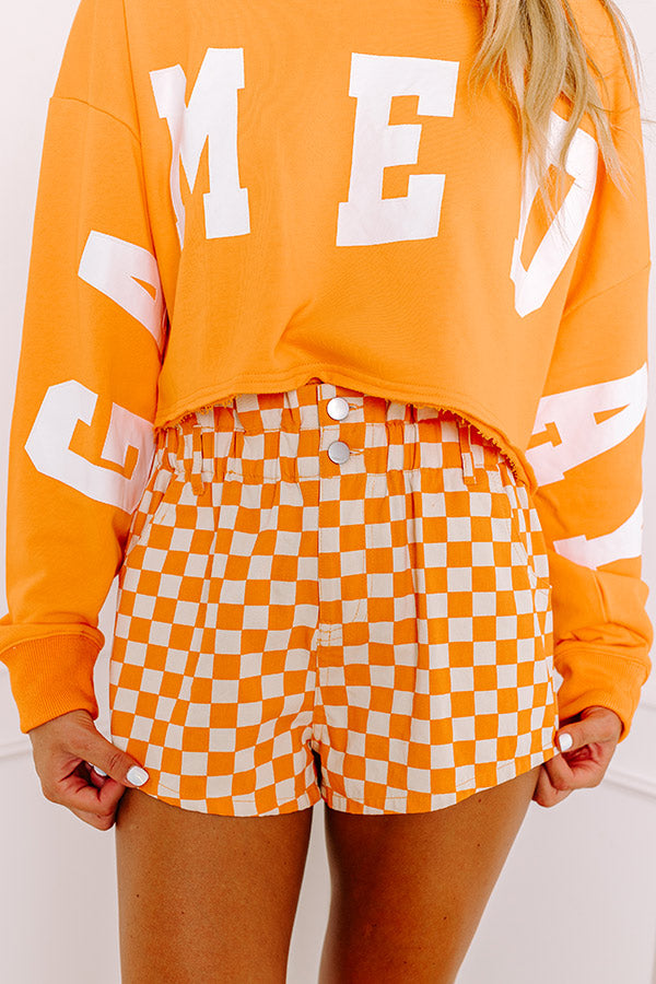 The Mellie High Waist Checkered Shorts in Orange – Impressions Online ...