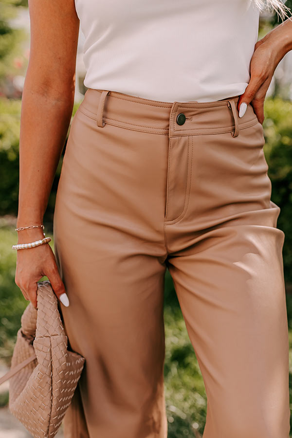 The Reagan High Waist Faux Leather Pants in Camel – Impressions Online ...