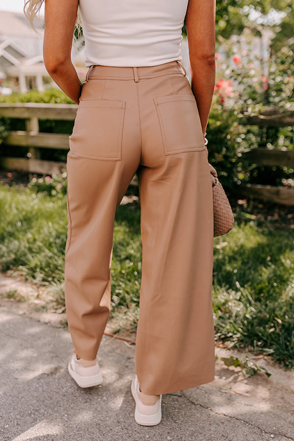 The Reagan High Waist Faux Leather Pants in Camel – Impressions Online ...