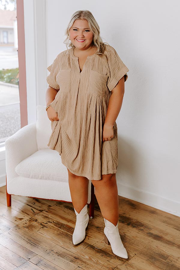 Long Weekend Wonderful Shift Dress In Warm Taupe Curves – Impressions ...
