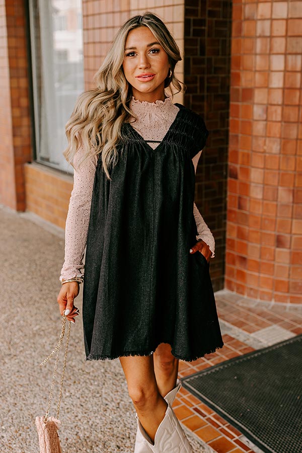 Hayride Honey Denim Mini Dress in Black – Impressions Online Boutique
