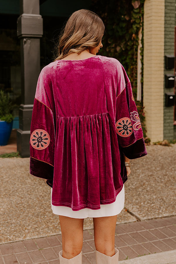 Feeling Boho Embroidered Velvet Top in Orchid – Impressions Online Boutique
