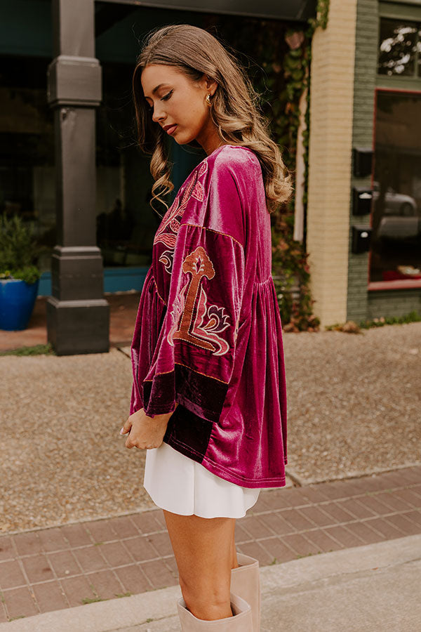 Feeling Boho Embroidered Velvet Top in Orchid – Impressions Online Boutique