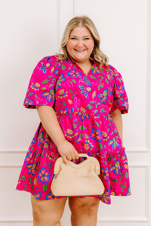 Charmed Feeling Floral Mini Dress in Hot Pink Curves – Impressions ...