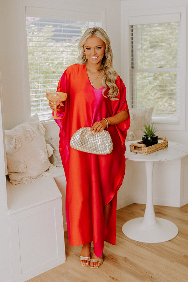 Moonlit Lagoon Satin Caftan Maxi Dress in Red – Impressions Online Boutique