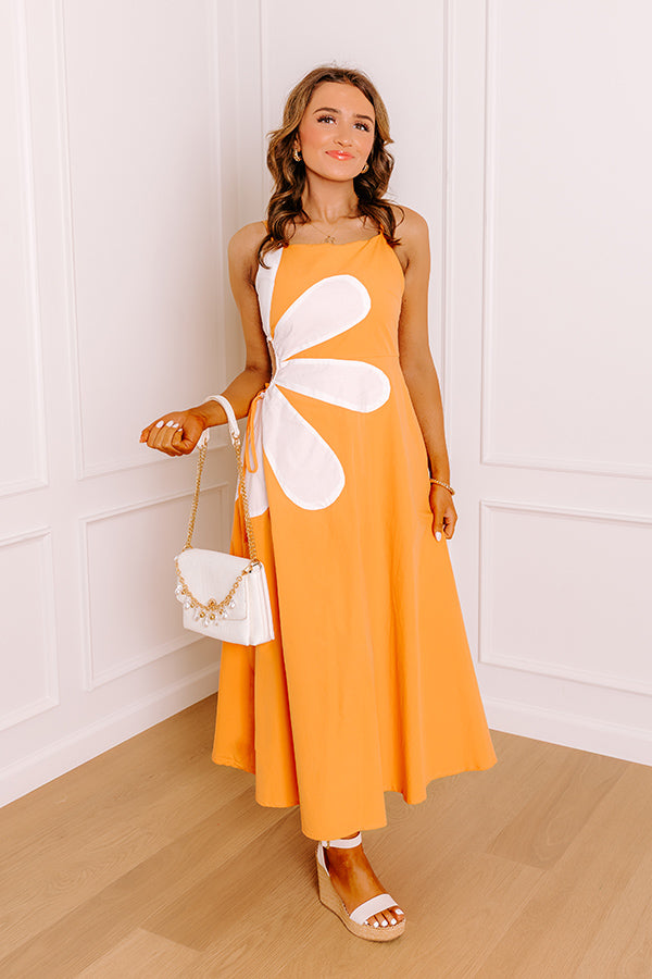 Floral Daydream Cut Out Midi Dress in Orange – Impressions Online Boutique