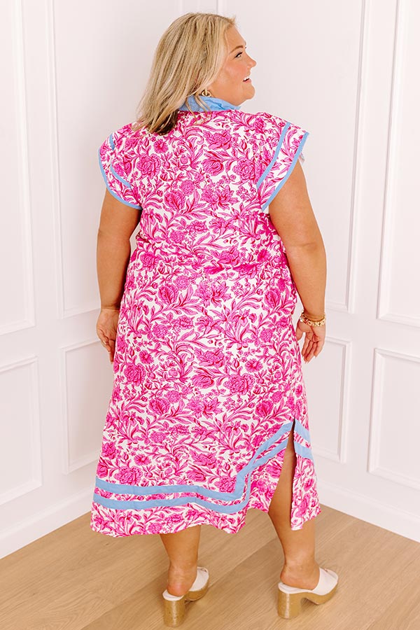 Veranda Views Floral Midi Dress in Pink Curves – Impressions Online ...