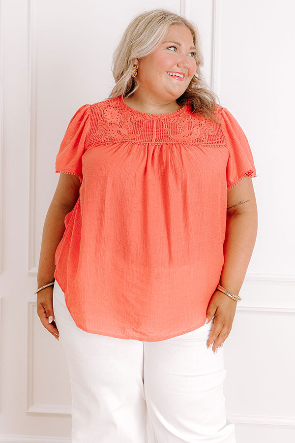Easy Going Lace Top in Coral Curves – Impressions Online Boutique