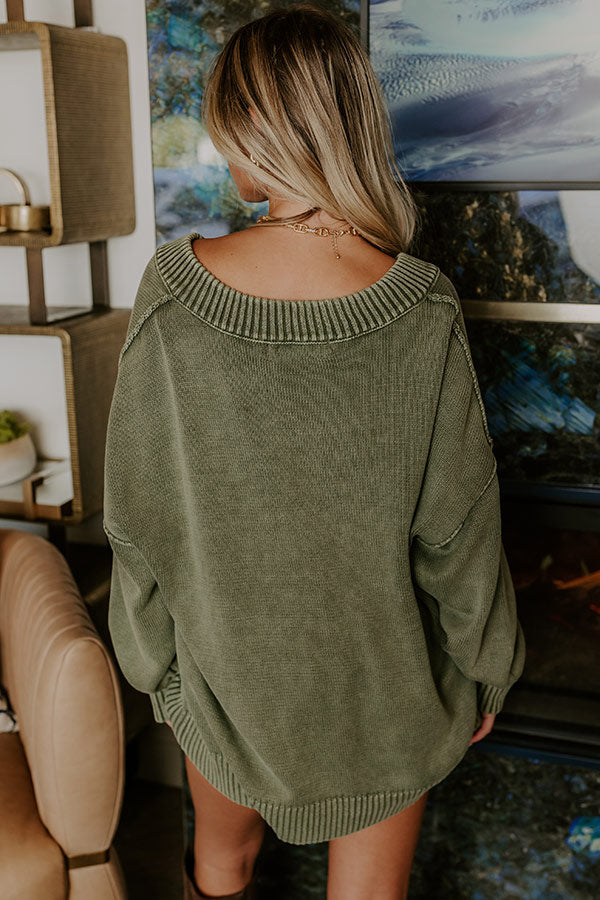 Cozy Mindset Vintage Wash Knit Sweater in Sage – Impressions Online ...
