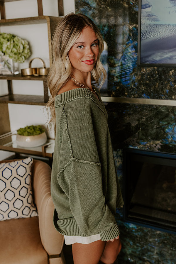 Cozy Mindset Vintage Wash Knit Sweater in Sage – Impressions Online ...