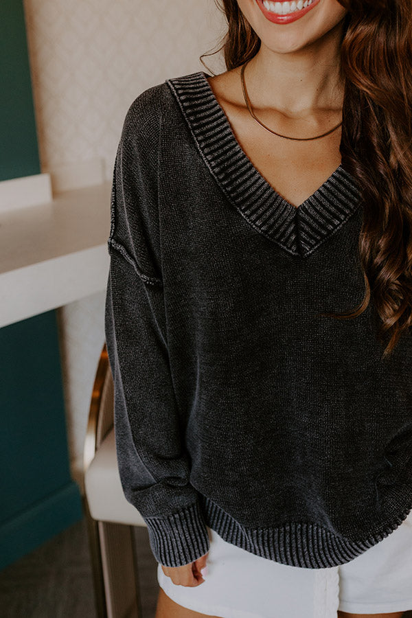Cozy Mindset Vintage Wash Knit Sweater in Vintage Black – Impressions ...