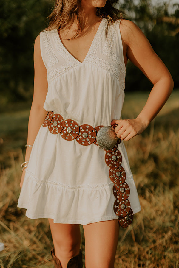 Boho Feels Faux Suede Disc Belt in Camel – Impressions Online Boutique