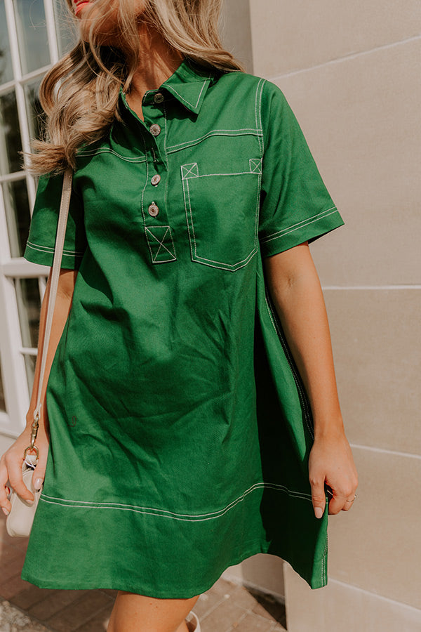 Cafe On Fifth Denim Mini Dress in Green – Impressions Online Boutique