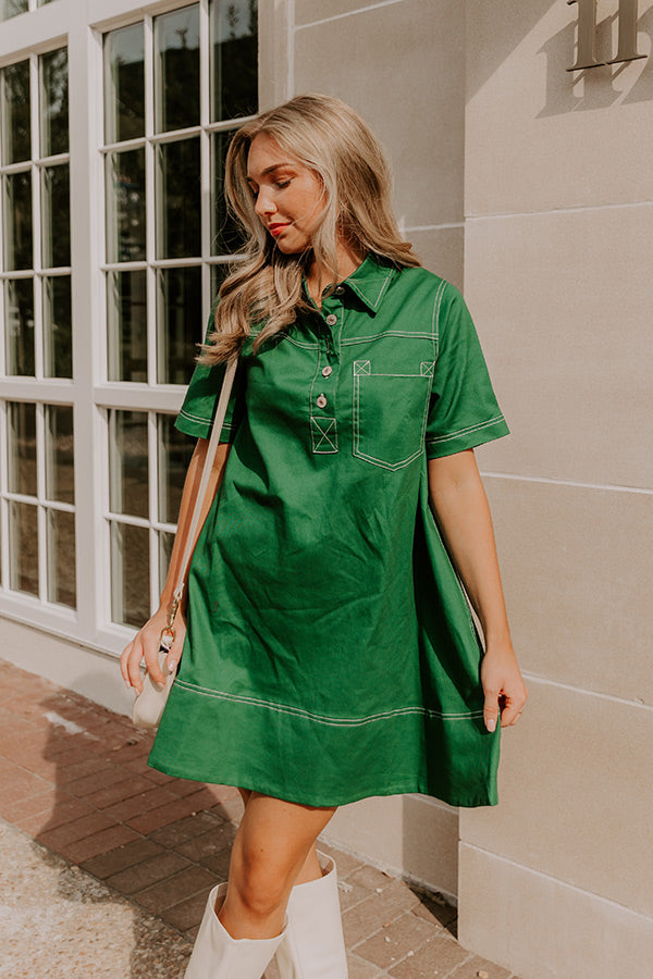 Cafe On Fifth Denim Mini Dress in Green – Impressions Online Boutique