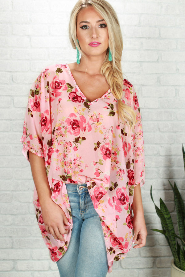 The Harper Chiffon Tunic in Blushing Wanderlust Floral • Impressions ...