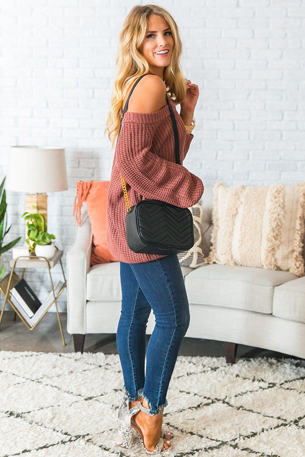 Give Me Cozy Off Shoulder Sweater in Rustic Rose • Impressions Online ...
