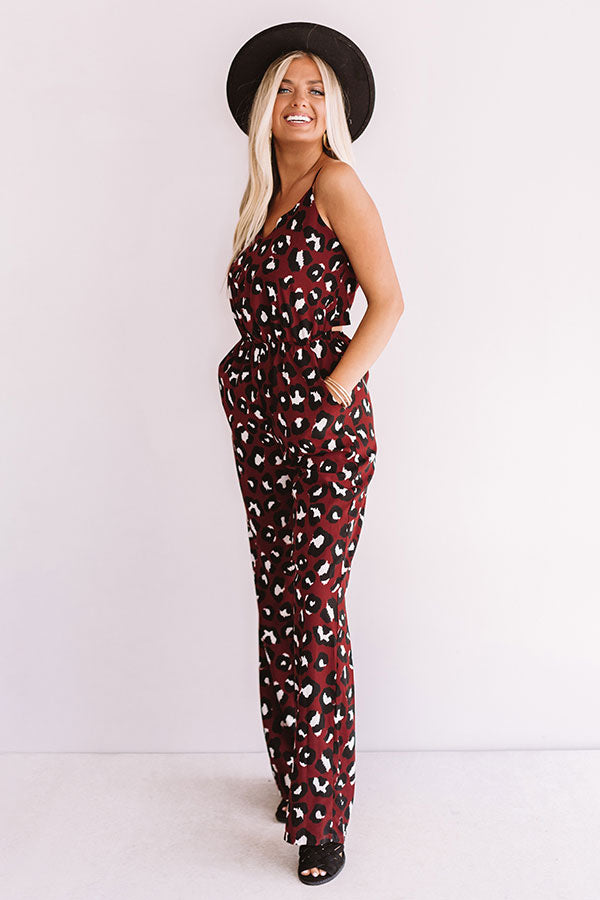 Love Notes Leopard Jumpsuit in Wine • Impressions Online Boutique