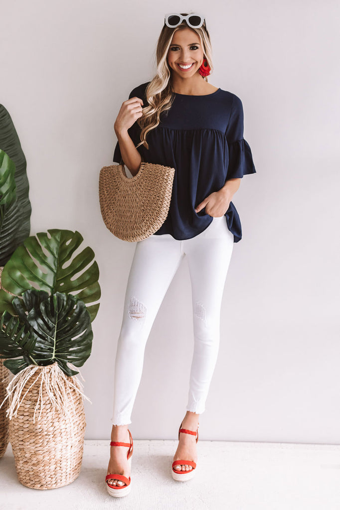 Oh So Sweet Shift Top in Navy • Impressions Online Boutique
