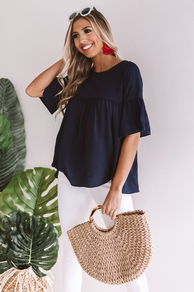 Oh So Sweet Shift Top in Navy • Impressions Online Boutique