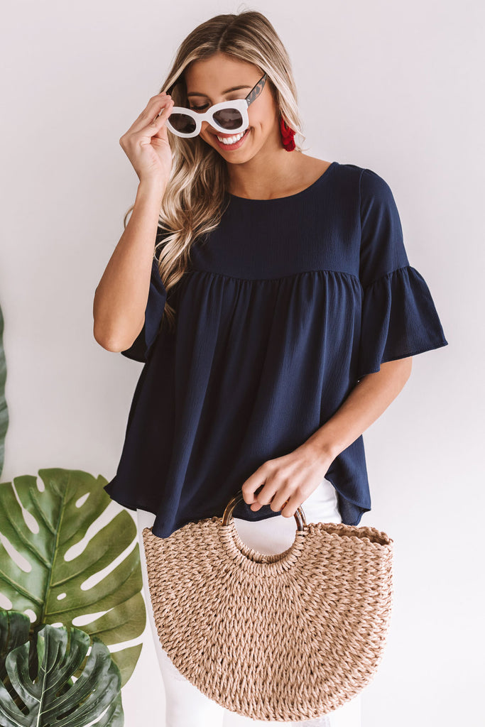 Oh So Sweet Shift Top in Navy • Impressions Online Boutique