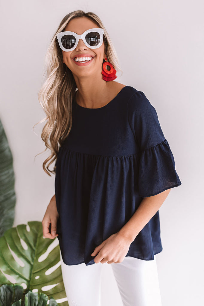 Oh So Sweet Shift Top in Navy • Impressions Online Boutique