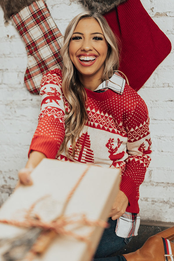 Reindeer Games Shift Sweater in Red – Impressions Online Boutique