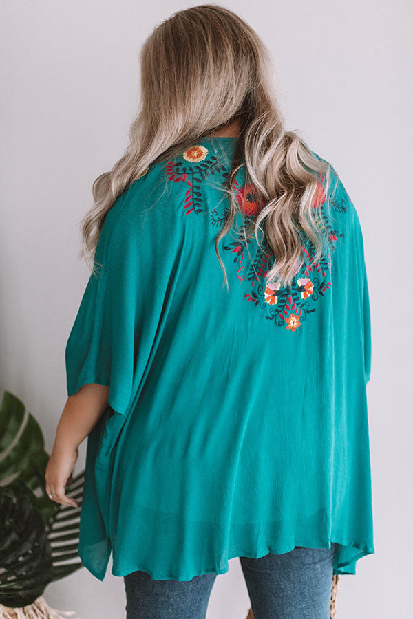 Island Time Embroidered Overlay In Jade • Impressions Online Boutique