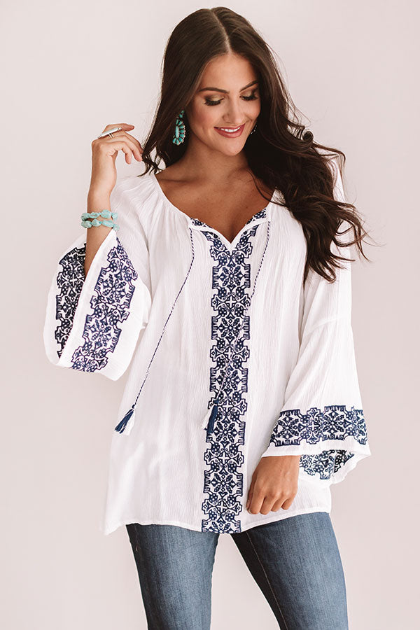 Sunshine and Seashells Embroidered Top • Impressions Online Boutique